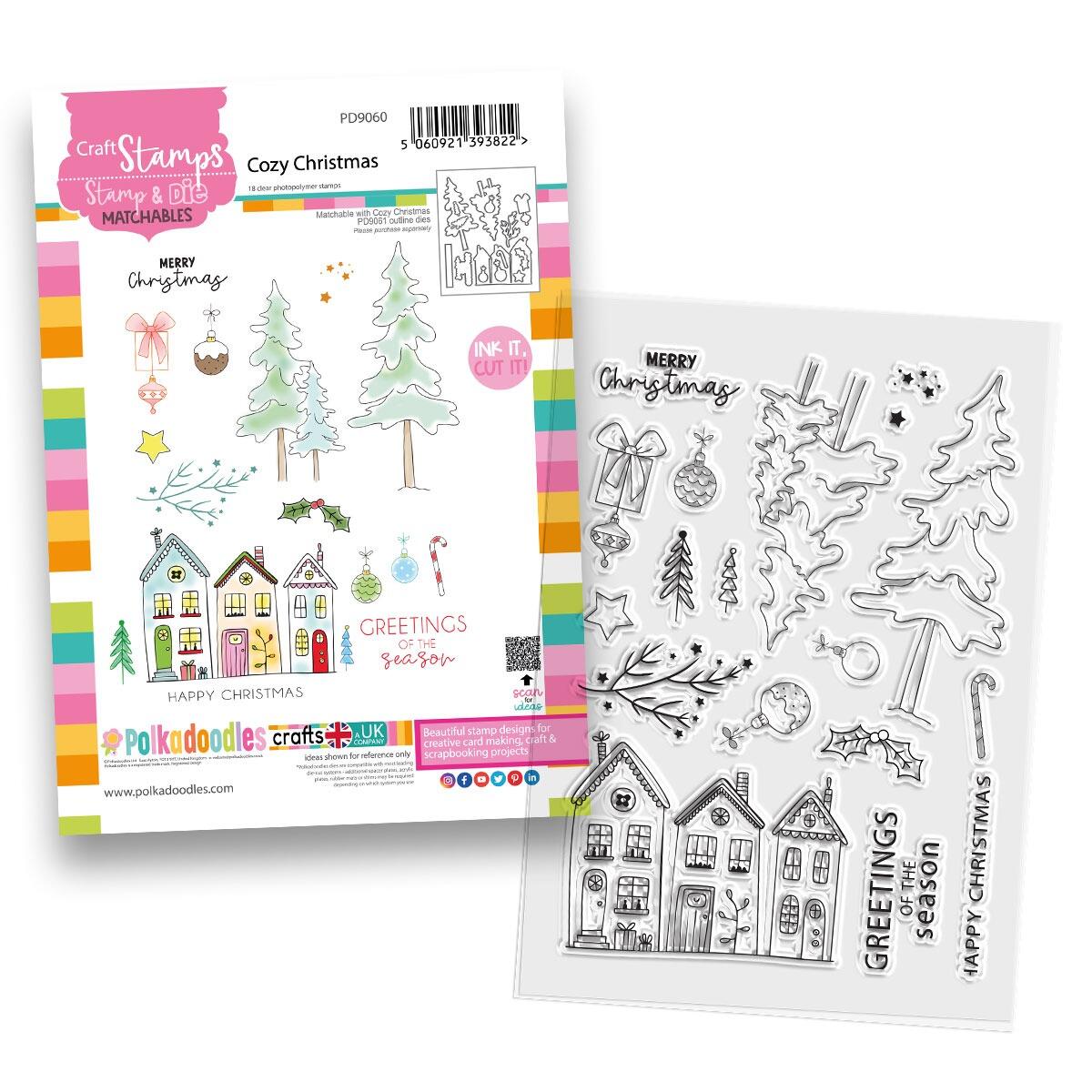 Polkadoodles - Cozy Christmas Holiday Scandi Houses clear Craft Stamp ...