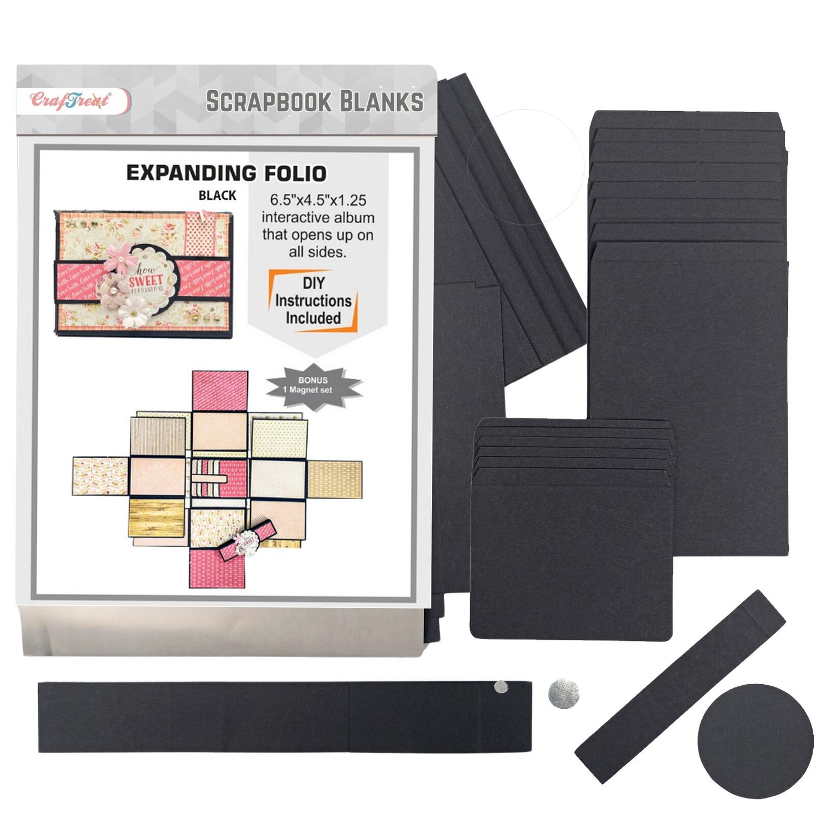 CrafTreat - Scrapbook Blank Precut Album Base Expanding Folio - Black
