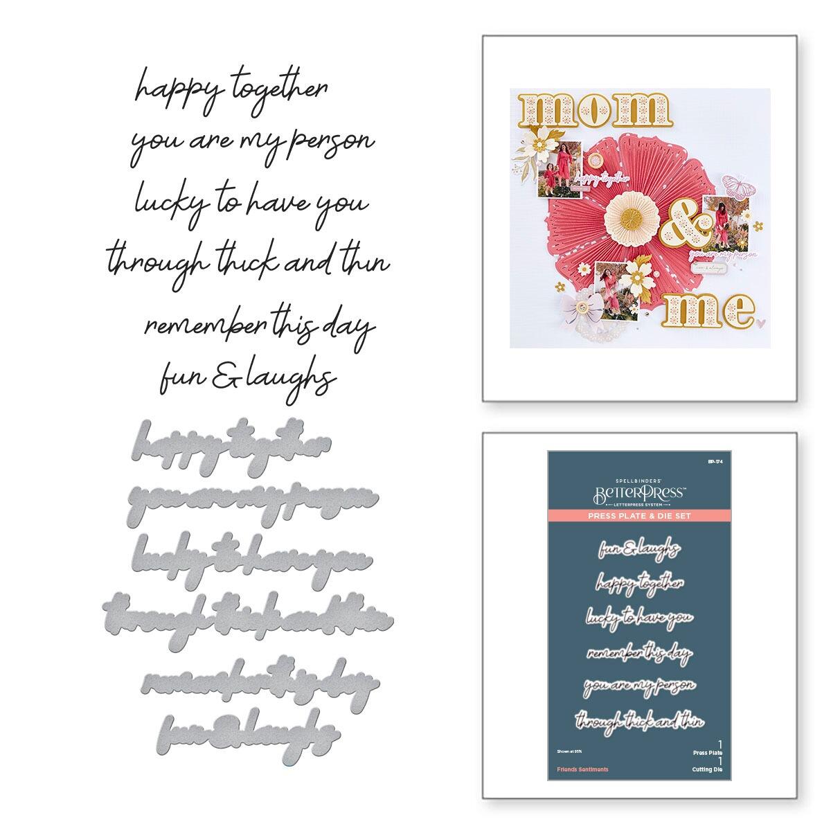 Spellbinders- Friends Sentiments Press Plate & Die Set from the ...
