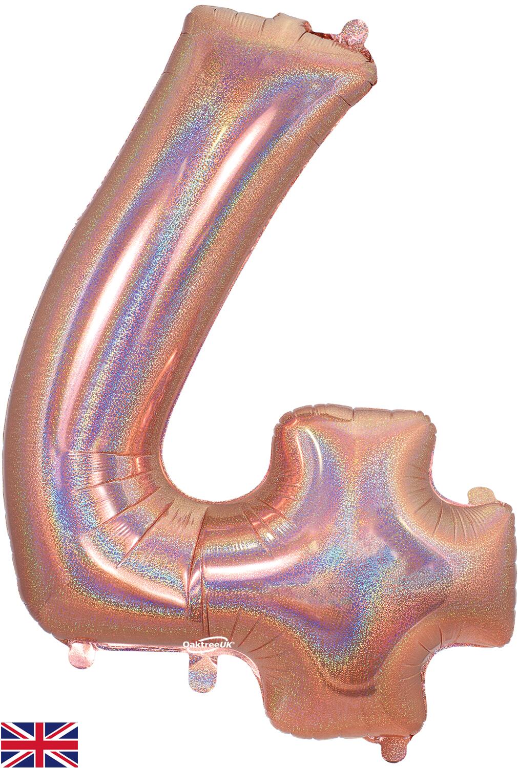 Oaktree 34" Number Balloons Holographic Rose Gold ~AGES~
