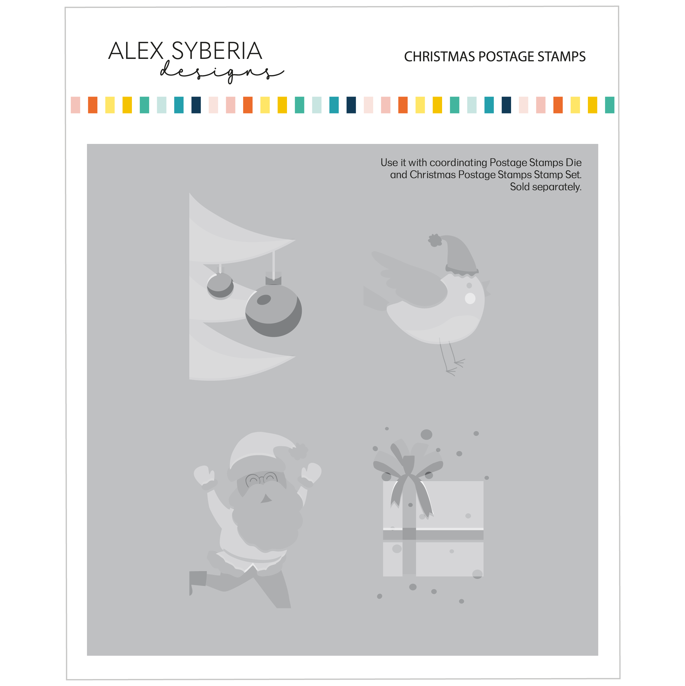 Alex Syberia Designs- Christmas Postage Stamps Stencil Set