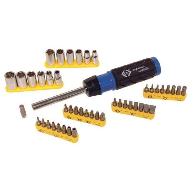 CK Tools Magnetic Driver Set 46pc – Ratchet Screwdriver with Bits & Sockets