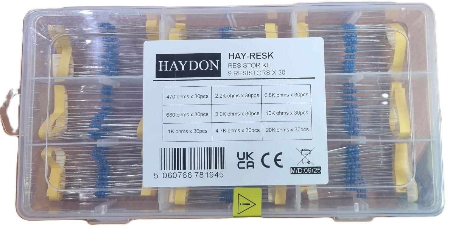 Haydon HAY-RESK Resistor Kit 270pcs | 9 Values Electronics Assortment