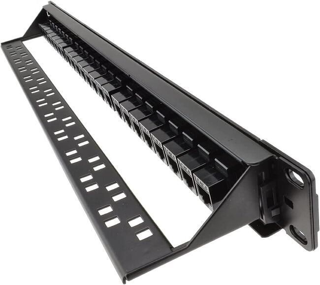 1U 24 Port CAT6 RJ45 Patch Panel – Pass Through, No Punch Down