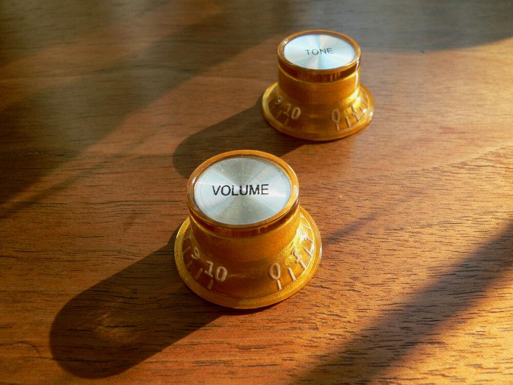 Gold skirted Top Hat tone & volume knob pair for Epiphone SG Custom guitar