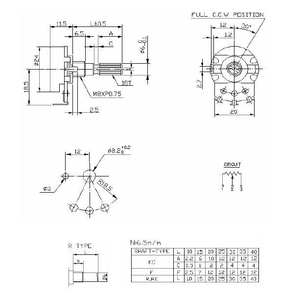 25K Lin pot B25K Linear 24mm for Marshall Valve & Guitar Amplifiers ...
