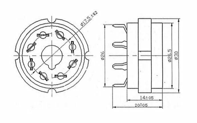 Octal ceramic 8 pin PCB Socket for Valve Guitar Jukebox and Hi-Fi ...