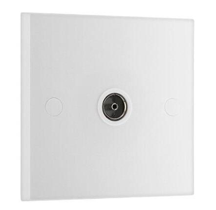 BG Electrical Moulded White Square Edge 1 Gang Co-Axial TV Socket Outlet
