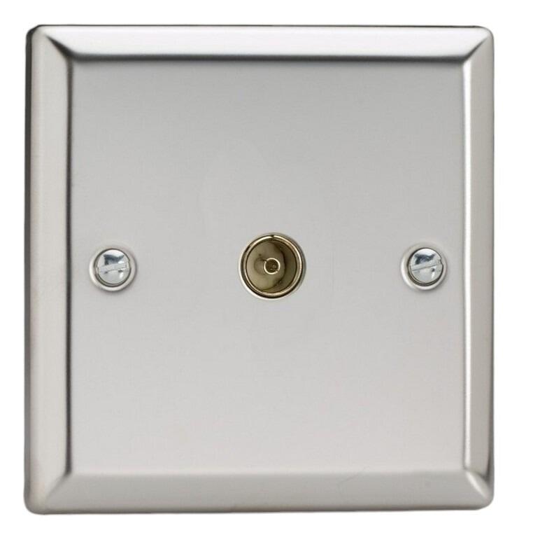 Varilight 1 Gang Co-axial TV Socket Classic, Mirror Chrome