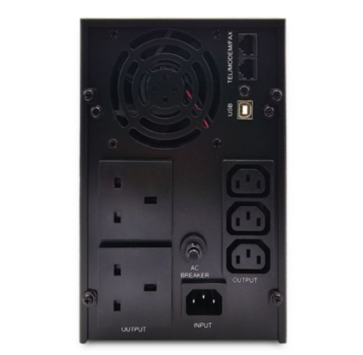 Armour 2000VA UPS, 1600W, LCD Display, 2x UK Plug, 2x RJ45, 3x IEC, USB ...