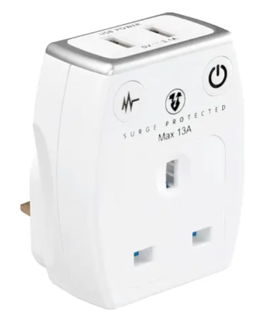 Masterplug 3.1A Surge Protected USB Mains Charger - White
