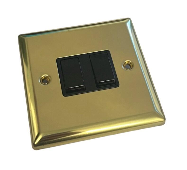 Varilight Classic Victorian Brass 2 Gang 10A 1 or 2-Way Rocker Switch ...