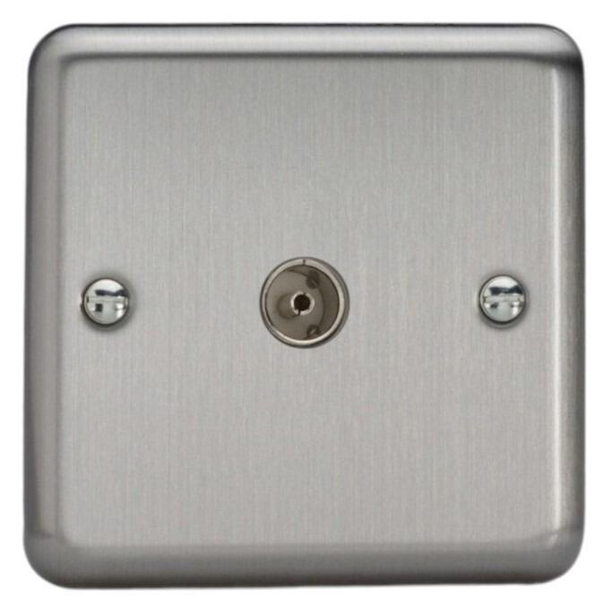 Varilight 1 Gang Co-axial TV Socket Classic, Matt Chrome