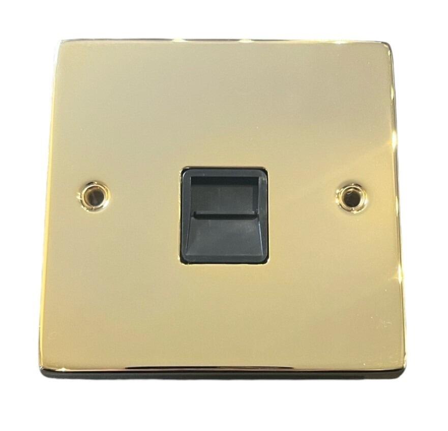 Kingsway Single Outlet Secondary Telephone Socket, Brass with Black or ...
