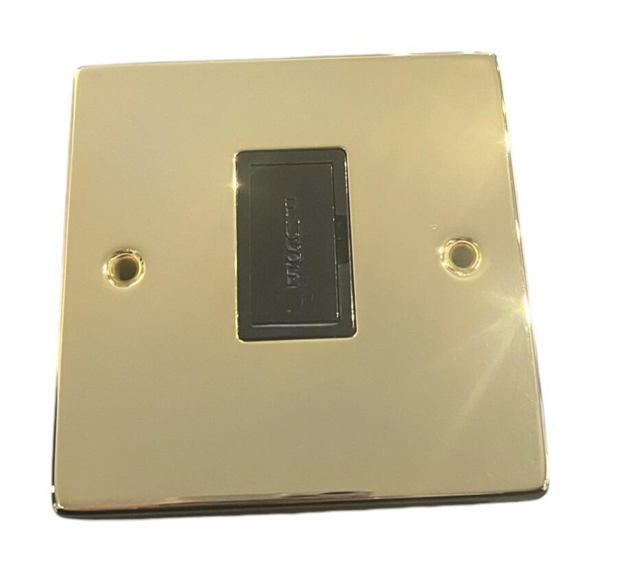 Kingsway 13A Fused Unswitched Connection Unit, Brass with Black Insert