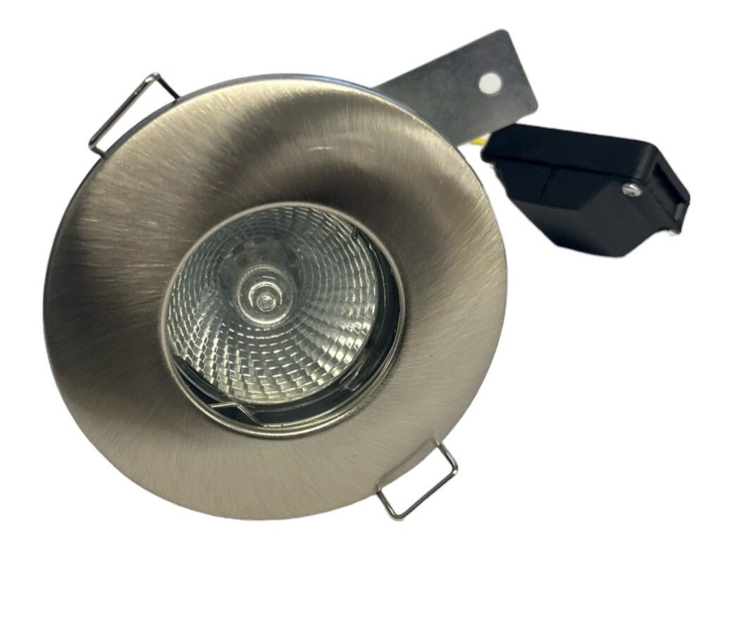MiniSun Fire Rated IP65 Bathroom Domed Bezel Downlight, Brushed Chrome