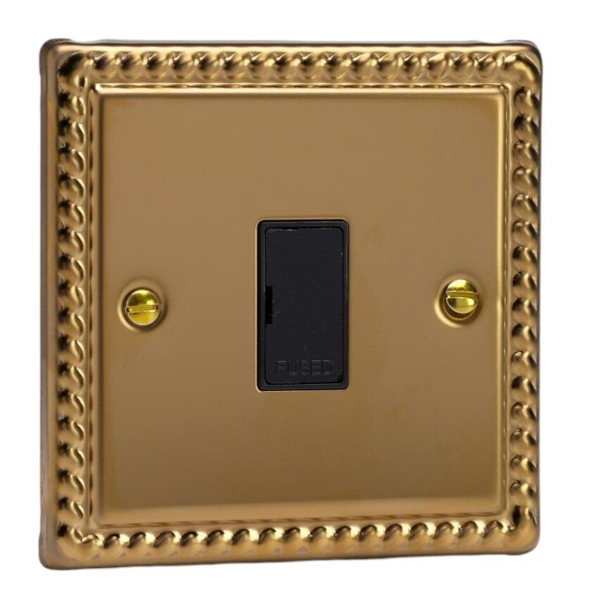Varilight 1 Gang 13 Amp Unswitched Fused Spur, Polished Brass Coated ...