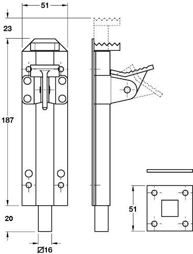 Garage Door Foot Bolt, Heavy Duty bolt for garage doors, zinc plated