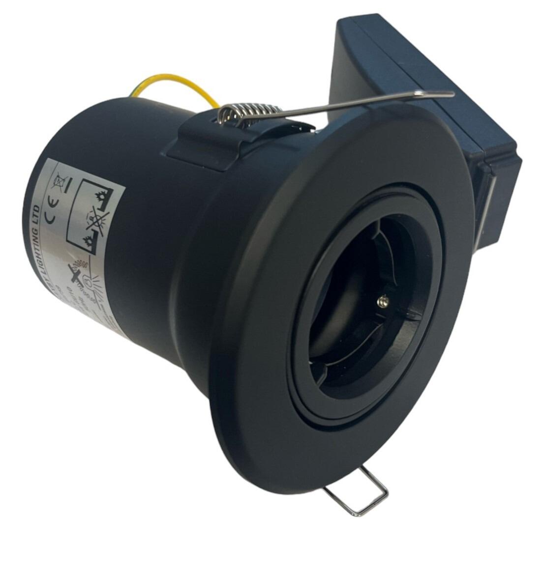Saxby ShieldPLUS Tilt Downlight, Fire Rated, GU10, Matt Black c/w Push ...