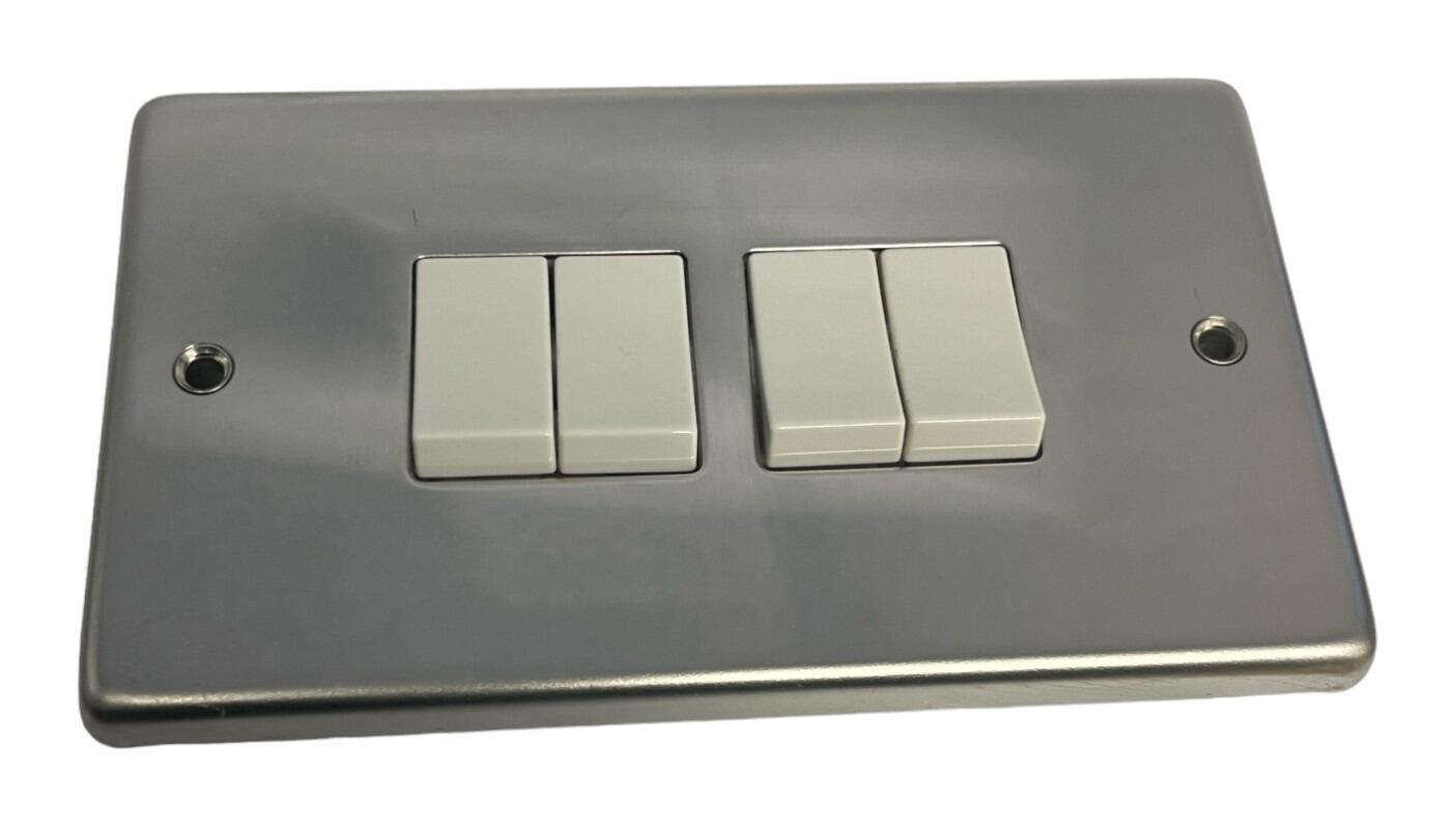 Eurolite Stainless Steel Polished Stainless 4 Gang 10amp 2way Switch ...
