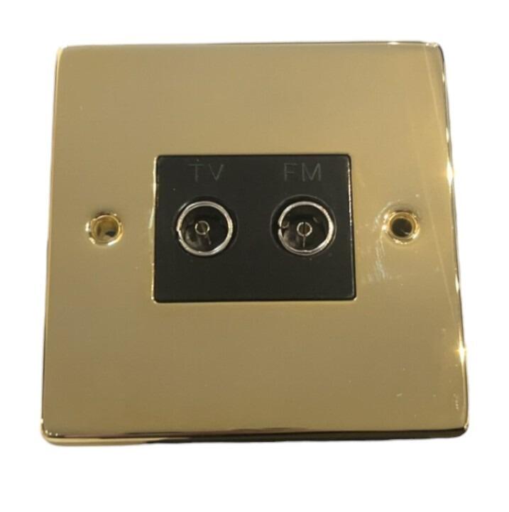 Kingsway Twin Outlet Isolated Coaxial Socket, TV/FM Outlets, Brass with ...