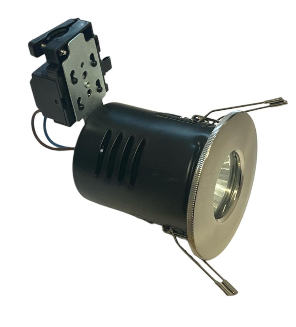 KRS Lighting Fire Rated IP65 Downlight, GU10, Satin Chrome