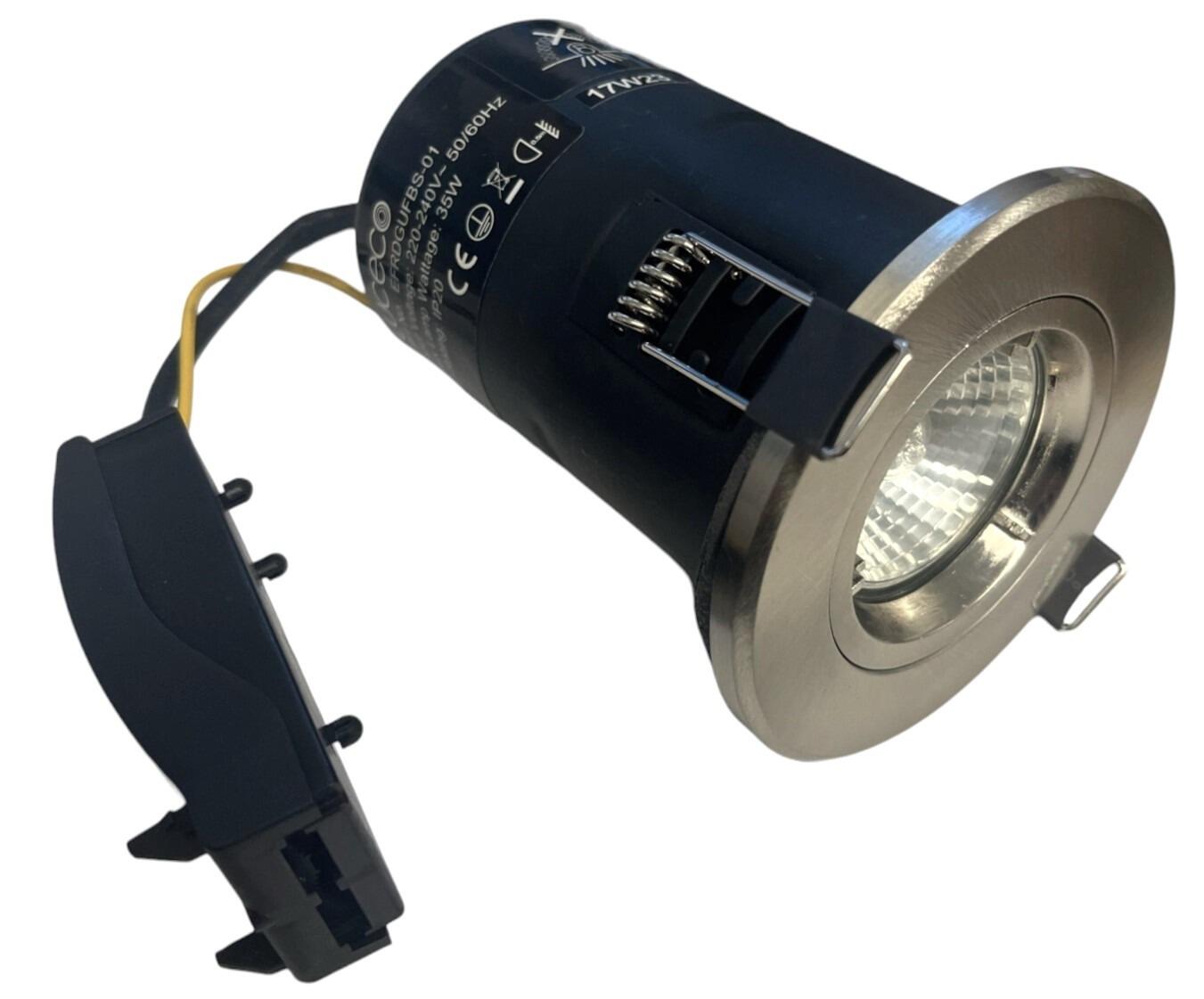 Luceco Fixed Downlight, Fire Rated, LED GU10, Brushed Steel