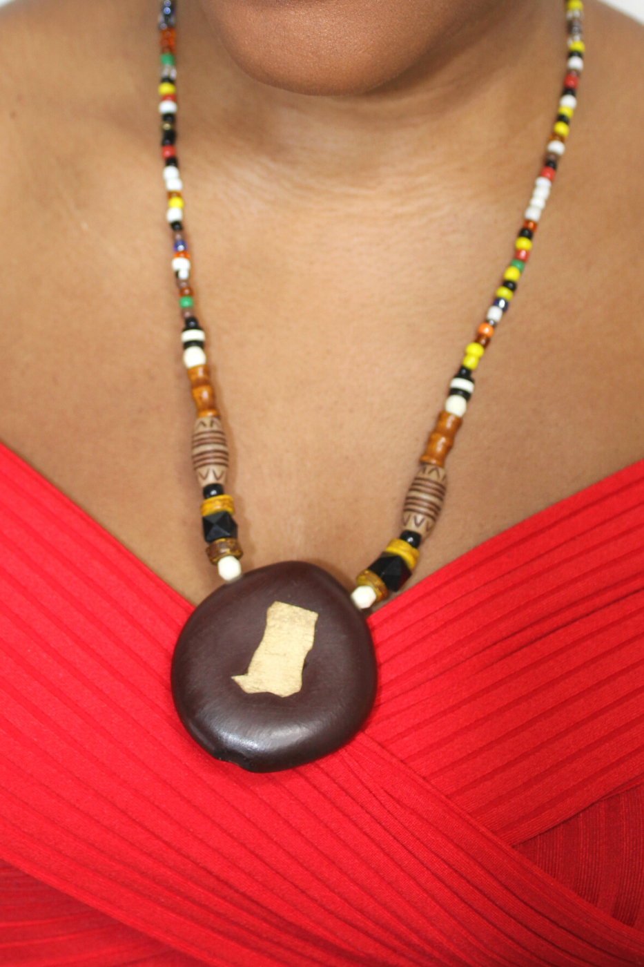 Ghana Statement Necklace Handmade Jewellery - Dark Brown - 62cm