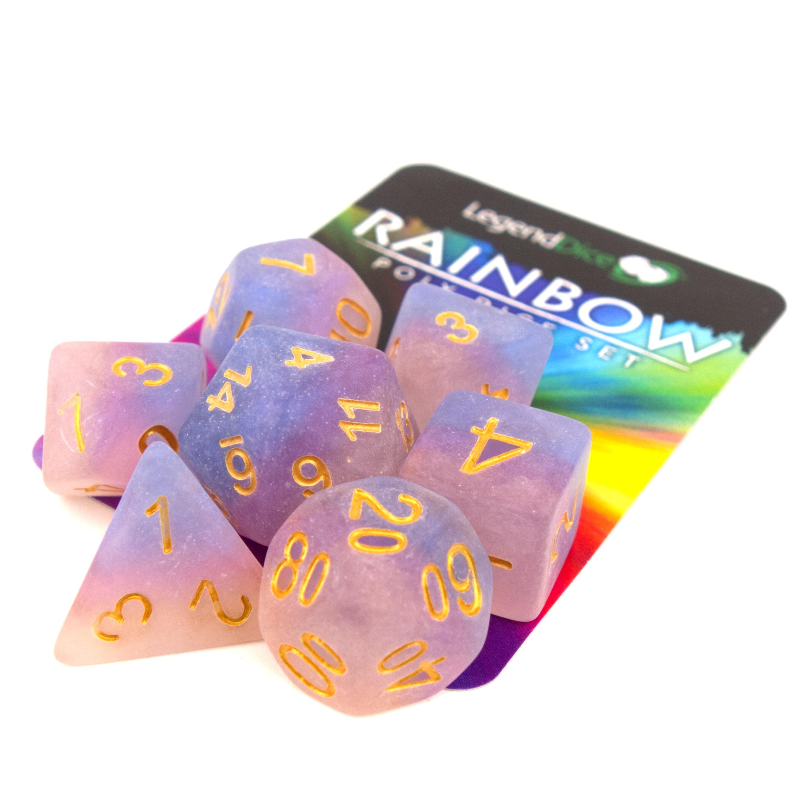 Poly Dice Set - Aurora Pride - Bi-gender Frosted, Clamshell