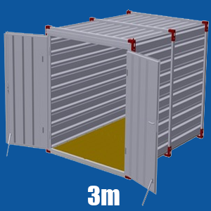 3m Flat Pack Storage Containers - Galvanised 3m Container