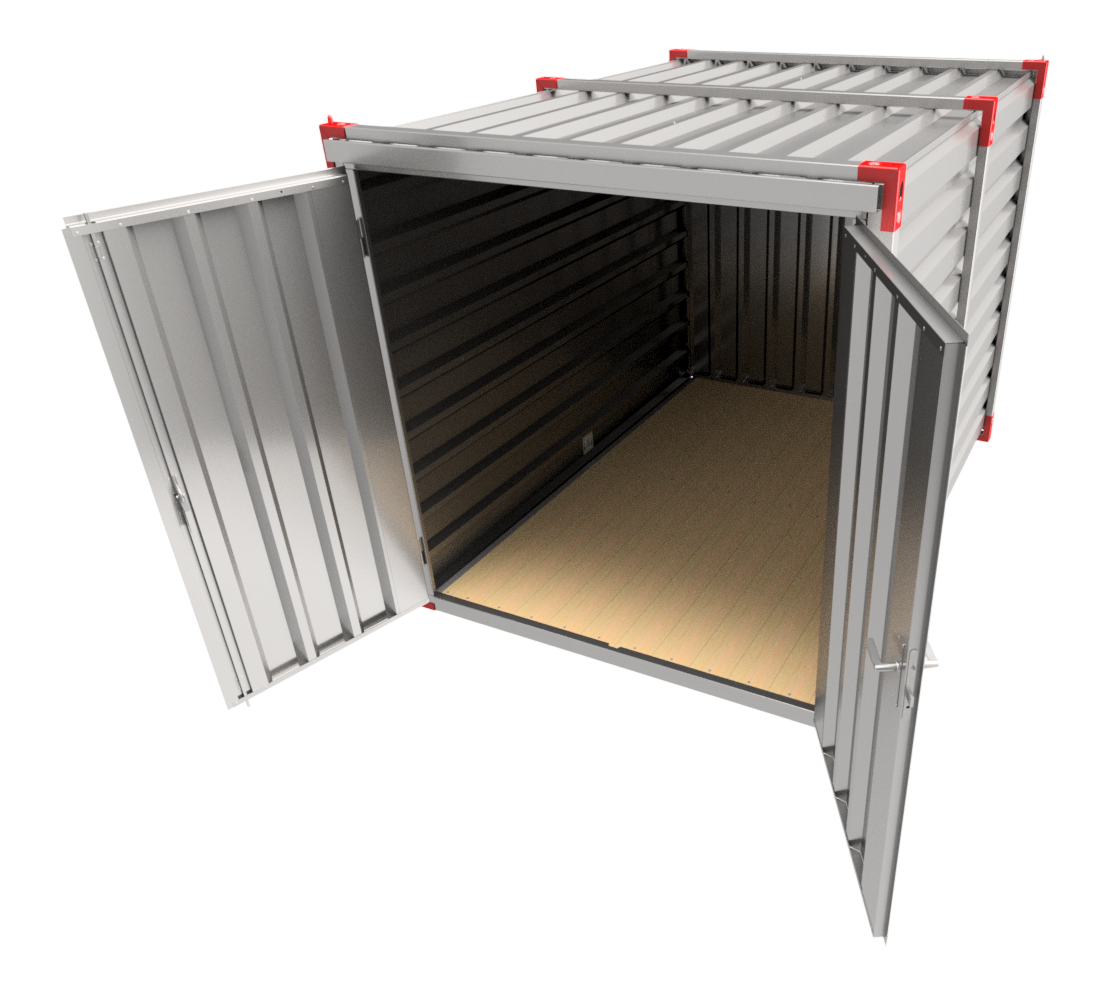 3m Galvanised Steel Storage Container - Double Doors on End