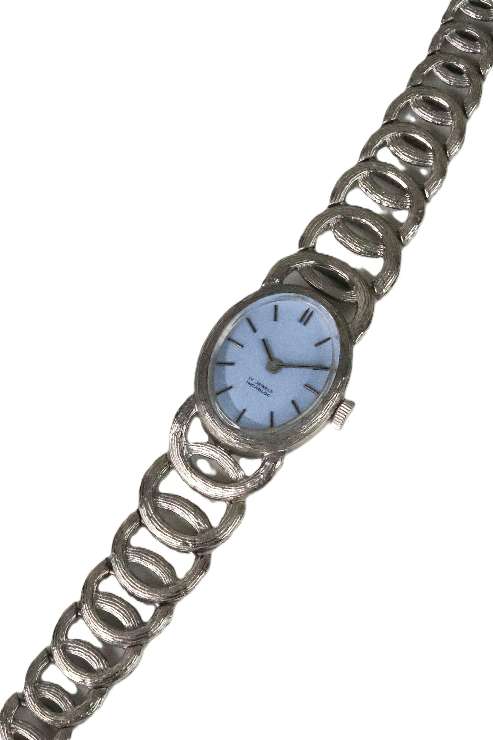 Sterling Silver Bracelet Watch with Wedgwood Blue Dial