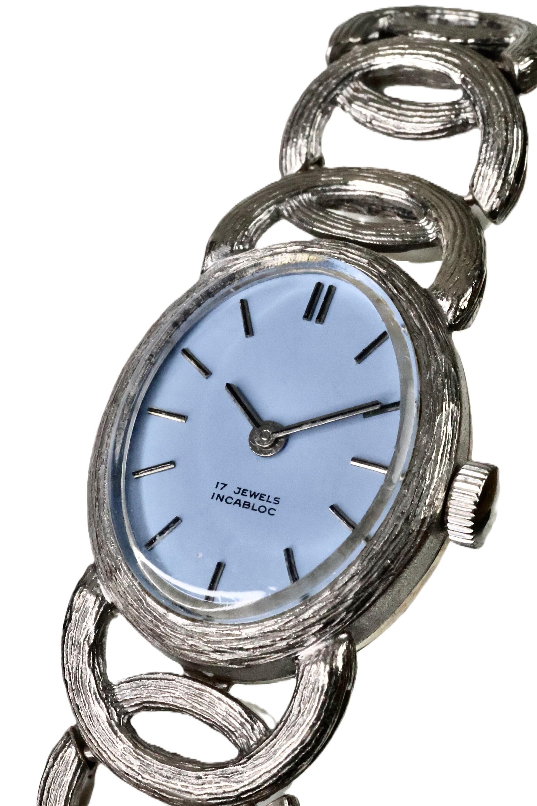 Sterling Silver Bracelet Watch with Wedgwood Blue Dial