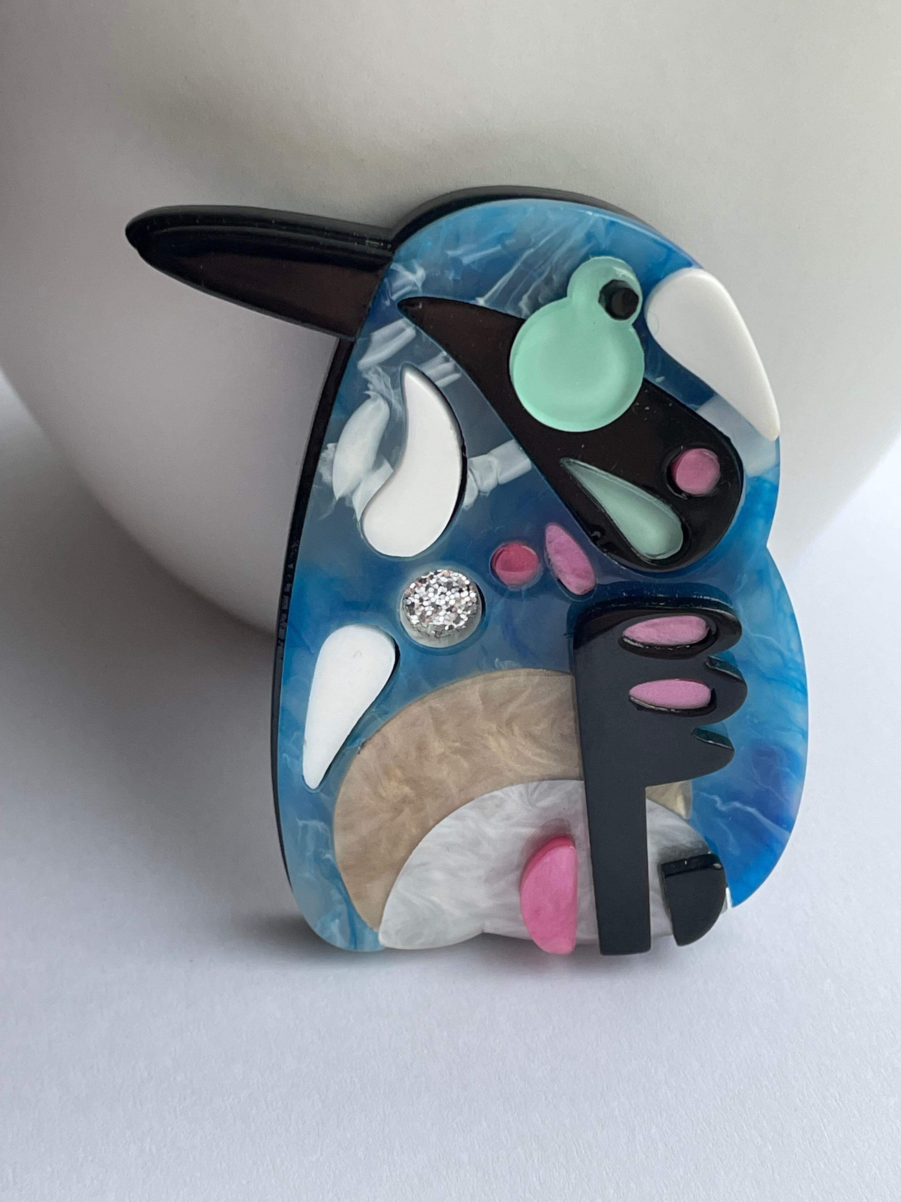 Acrylic penguin brooch