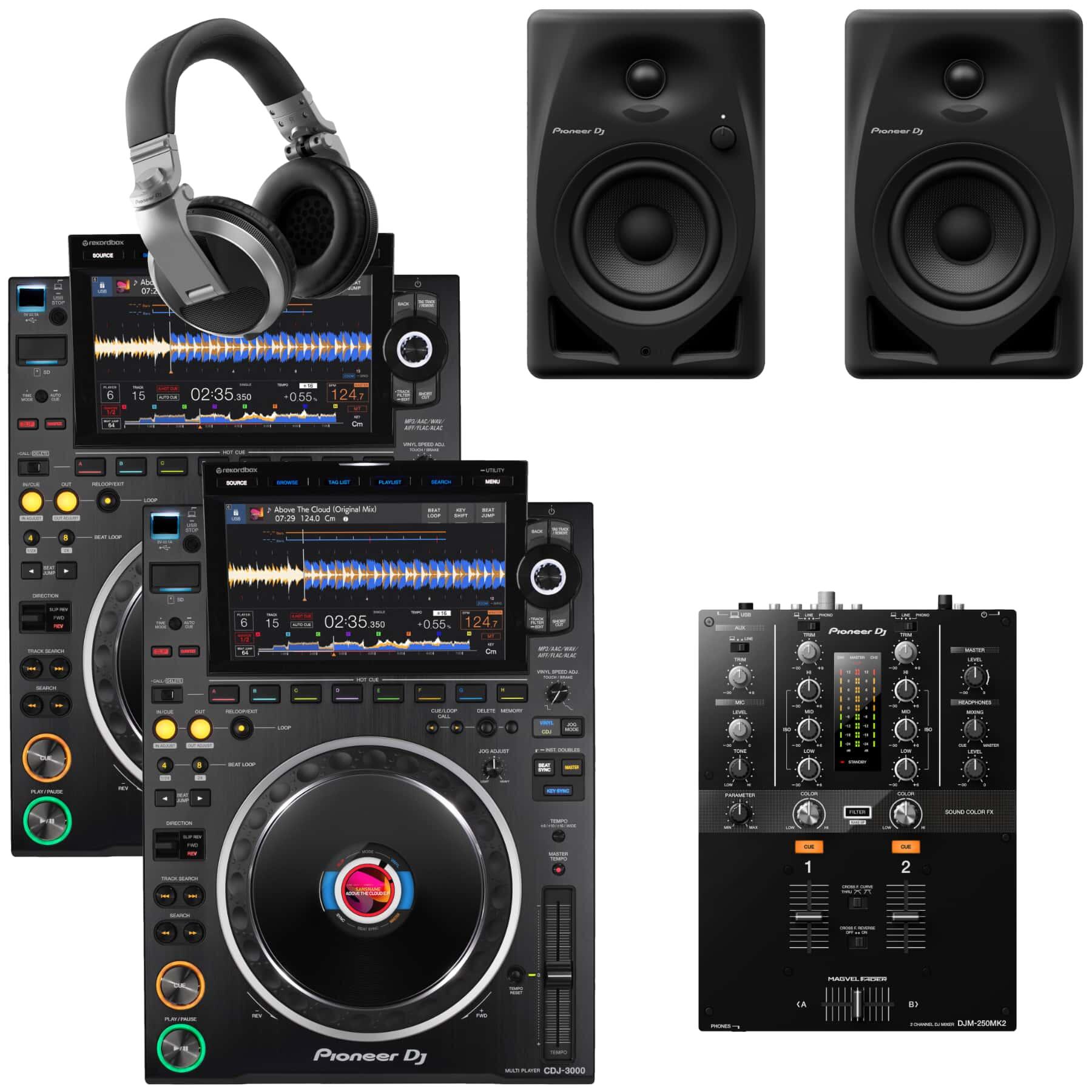 Pioneer DJ CDJ-3000 & DJM-250MK2 DM-40D Bundle