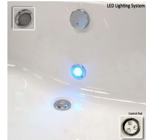 Beaufort Portland 24 Jet Twin Grip 1675 x 700 mm Single Ended Whirlpool ...