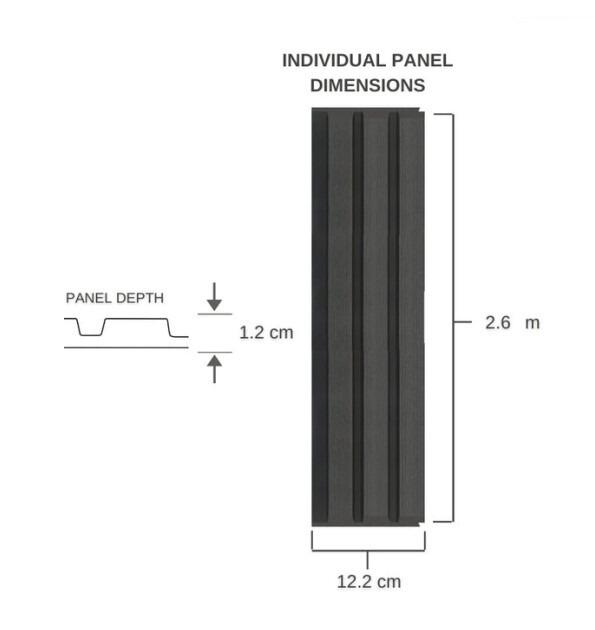 Sulcado 3D Slat Wall Panel - Charcoal