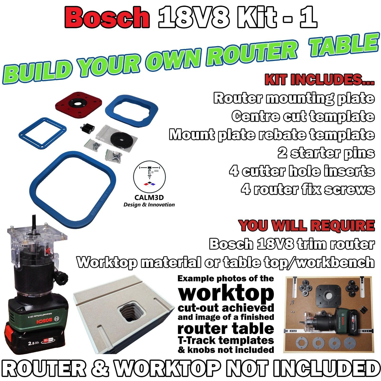 Bosch 18V8 Compact trim table router kits