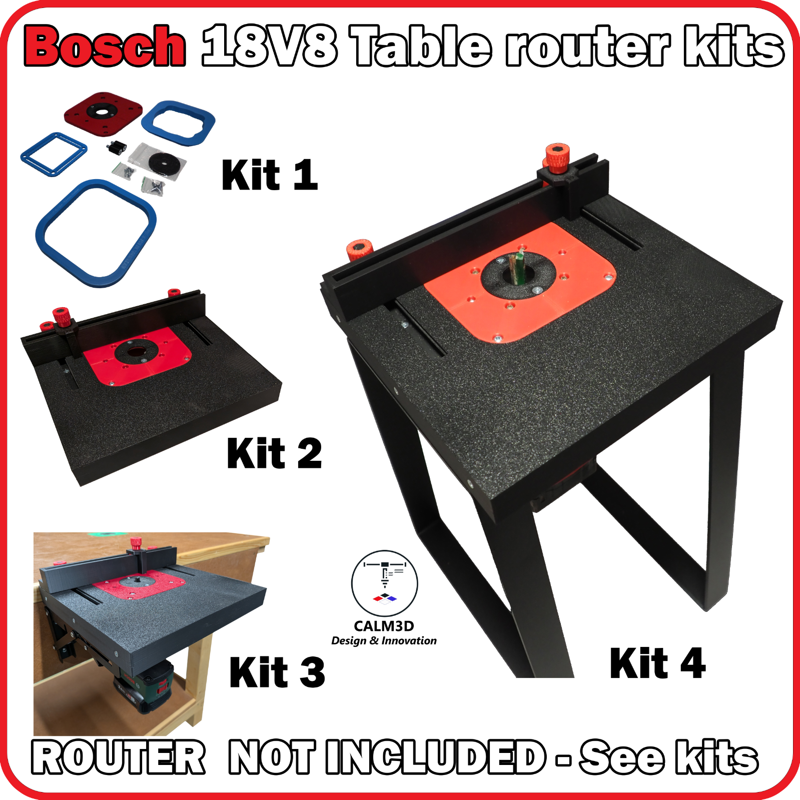 Bosch 18V8 Compact trim table router kits