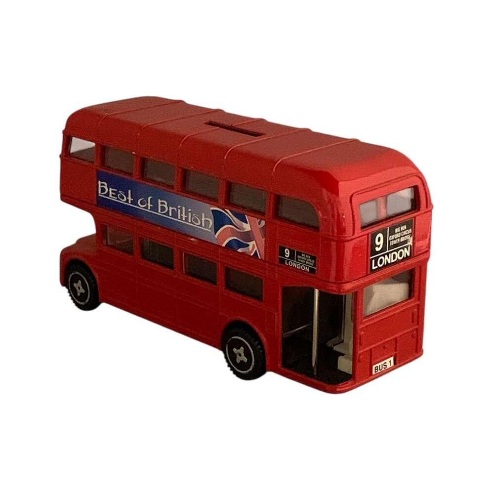 Metal Red Double Decker London Bus Money Box