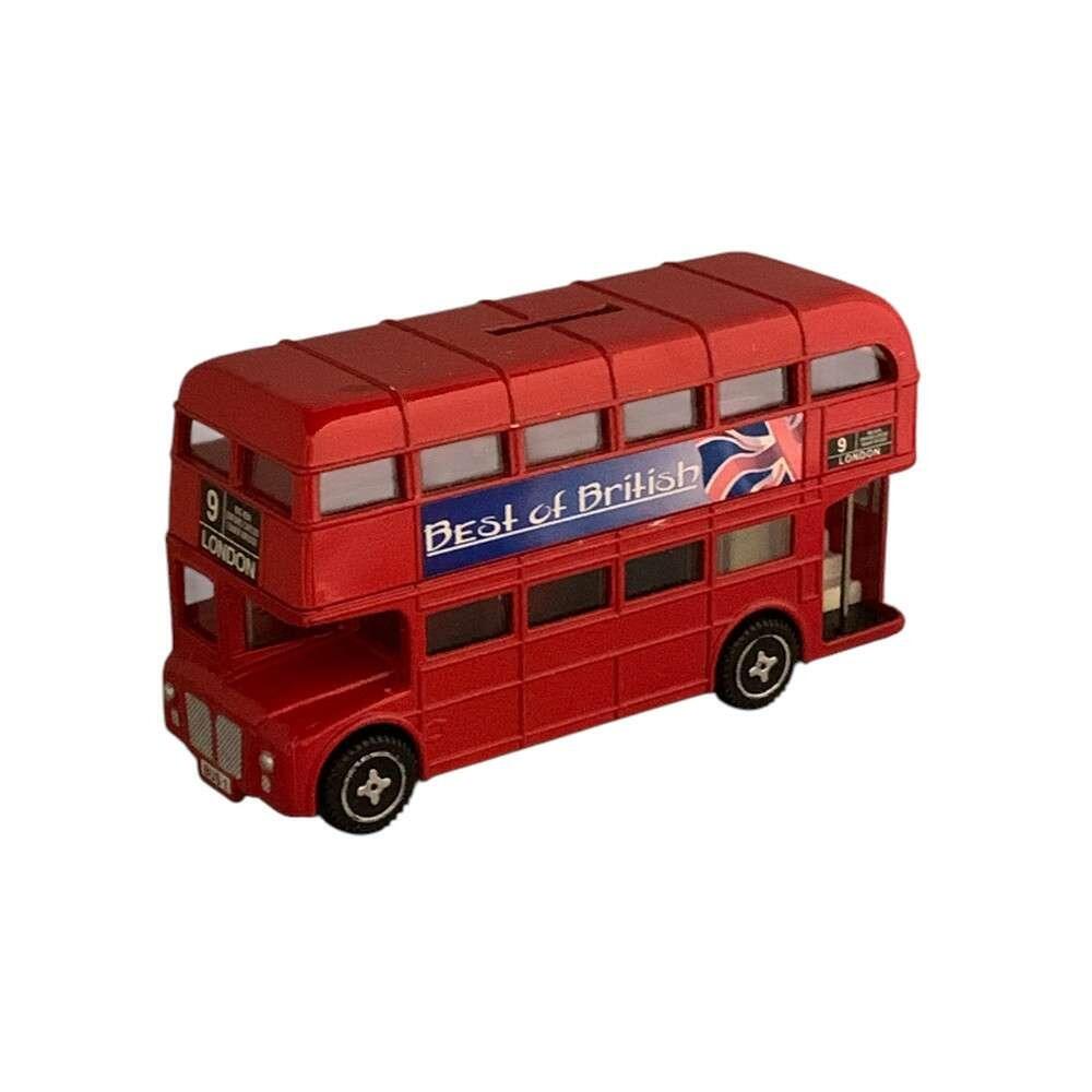 Metal Red Double Decker London Bus Money Box