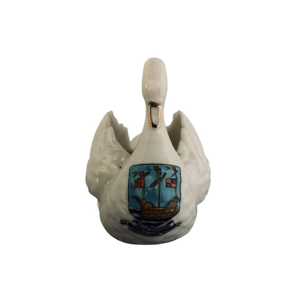The Coronet Ware Crested China Swan with Weymouth Crest