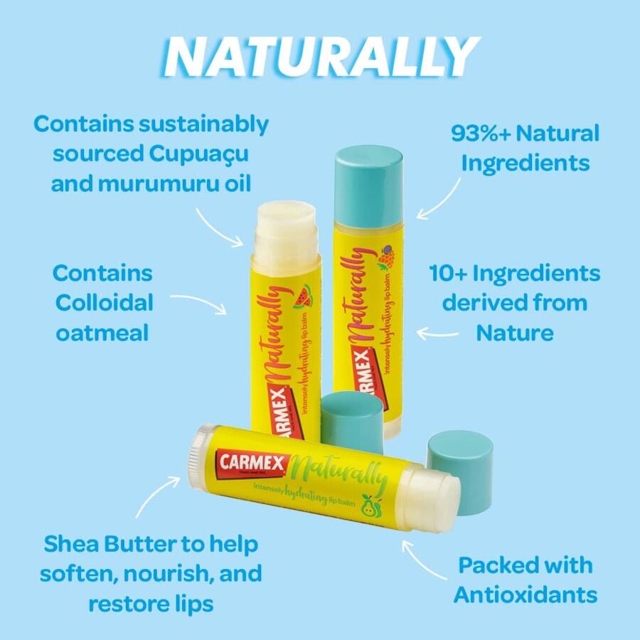 Carmex Naturally Hydrating Pear Lip Balm Stick - 4.25g