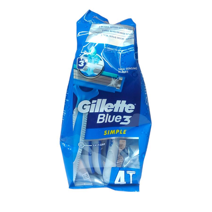 Gillette Blue 3 Simple Skin-Sensing Blade Disposable Razor - 4pk