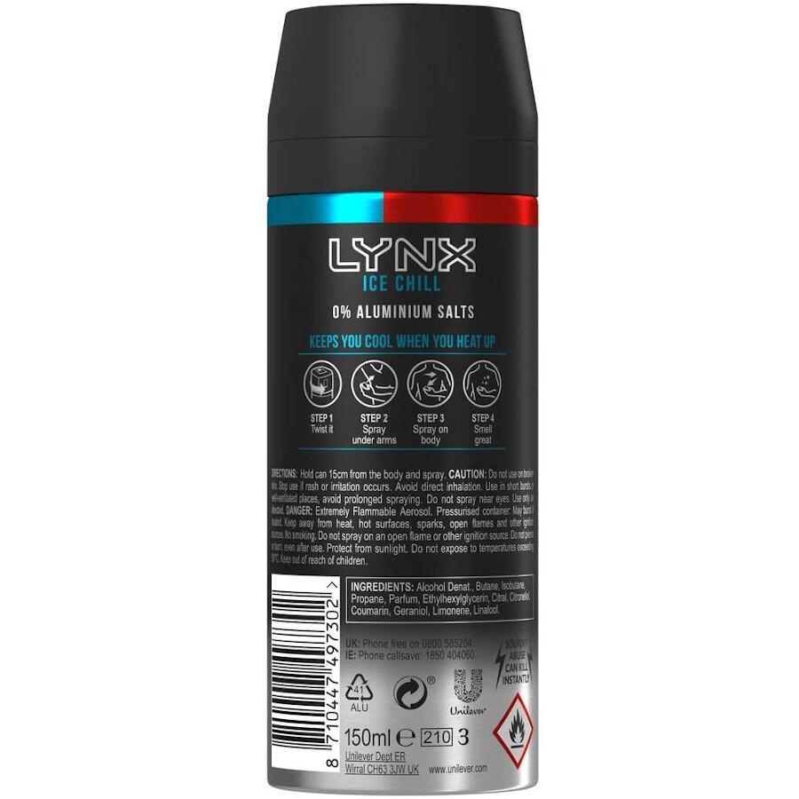 Lynx Ice Chill Frozen Mint & Lemon Deodorant & Bodyspray - 150ml (6pcs)