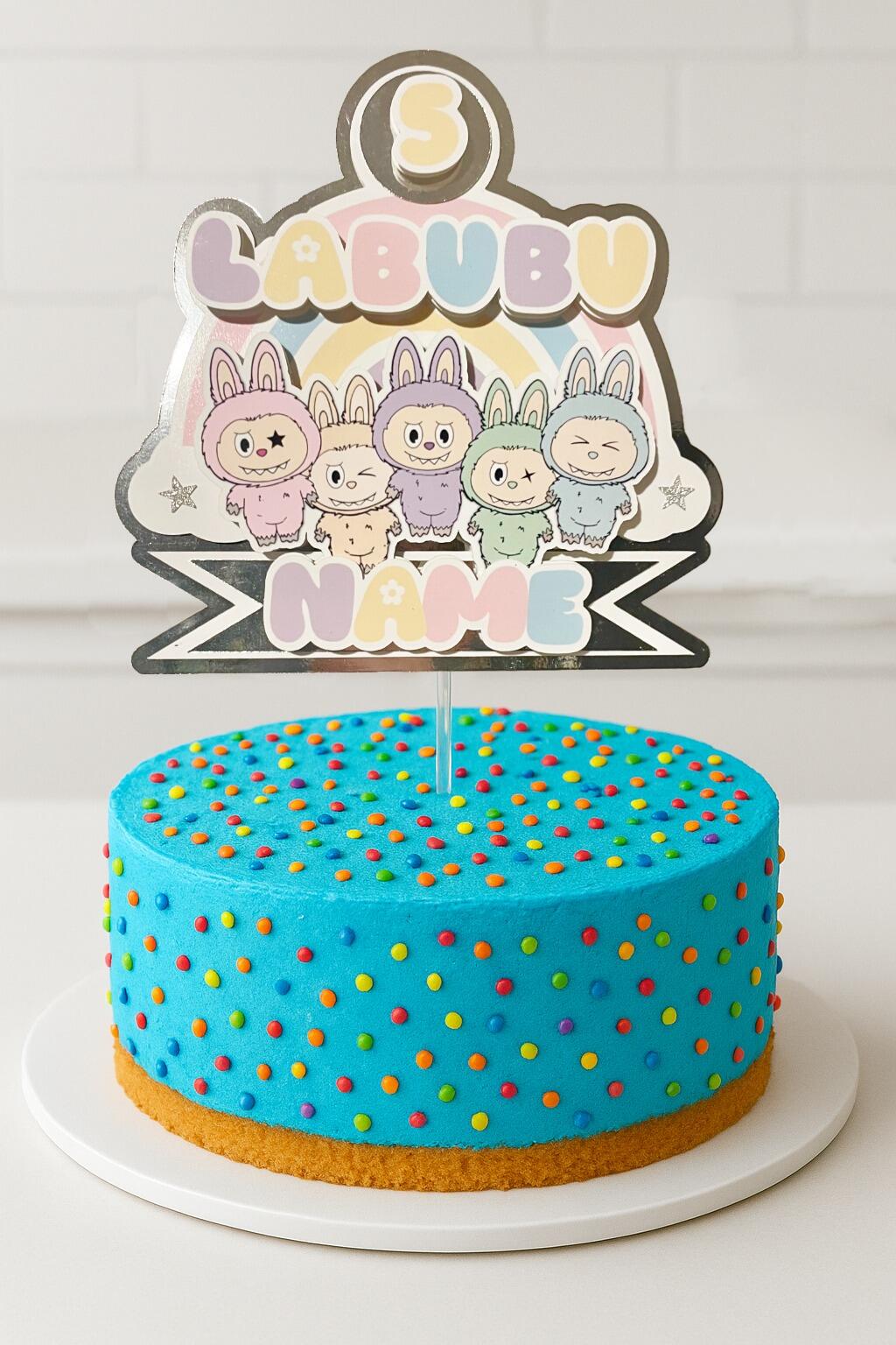 Labubu Cake Topper Personalised with Name, Age & Birthday Theme