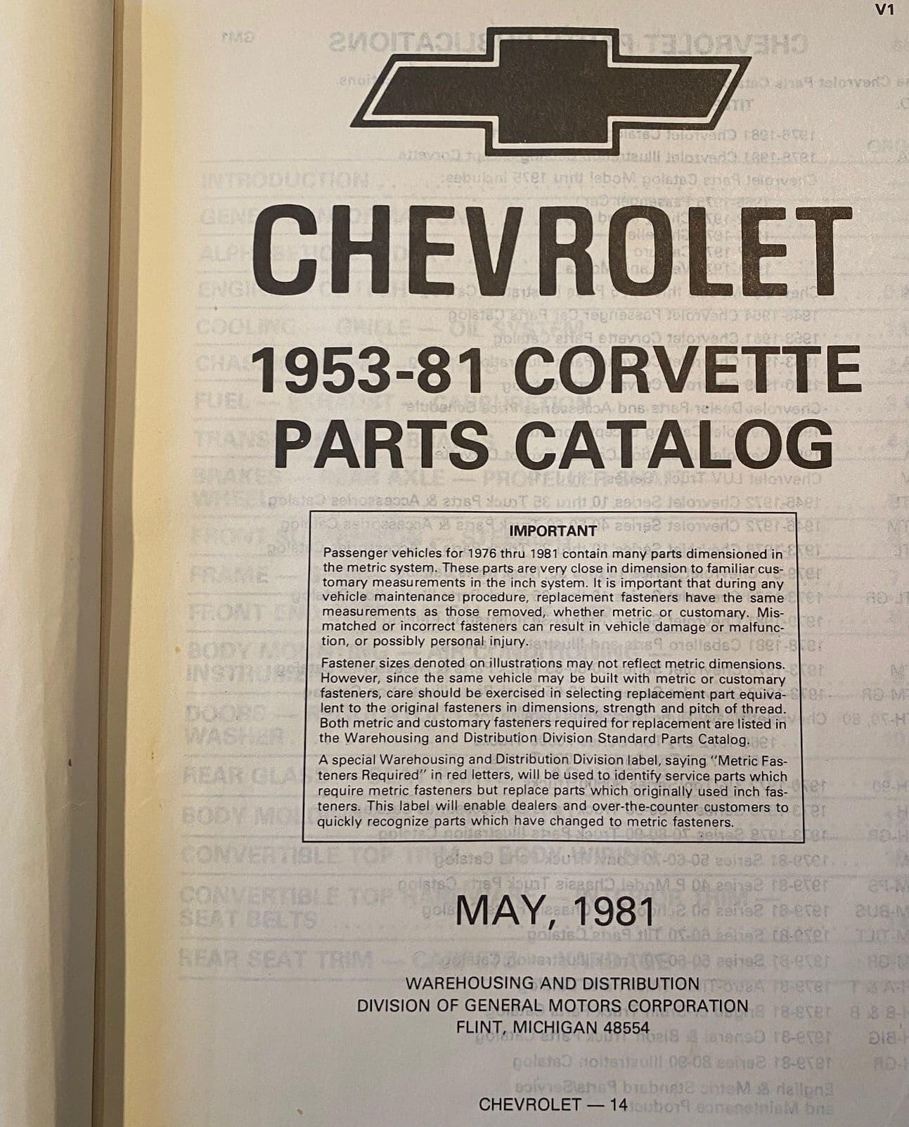 1953-81 Chassis & Parts & Ills Catalog 1981 rare resto source Hardcover ...