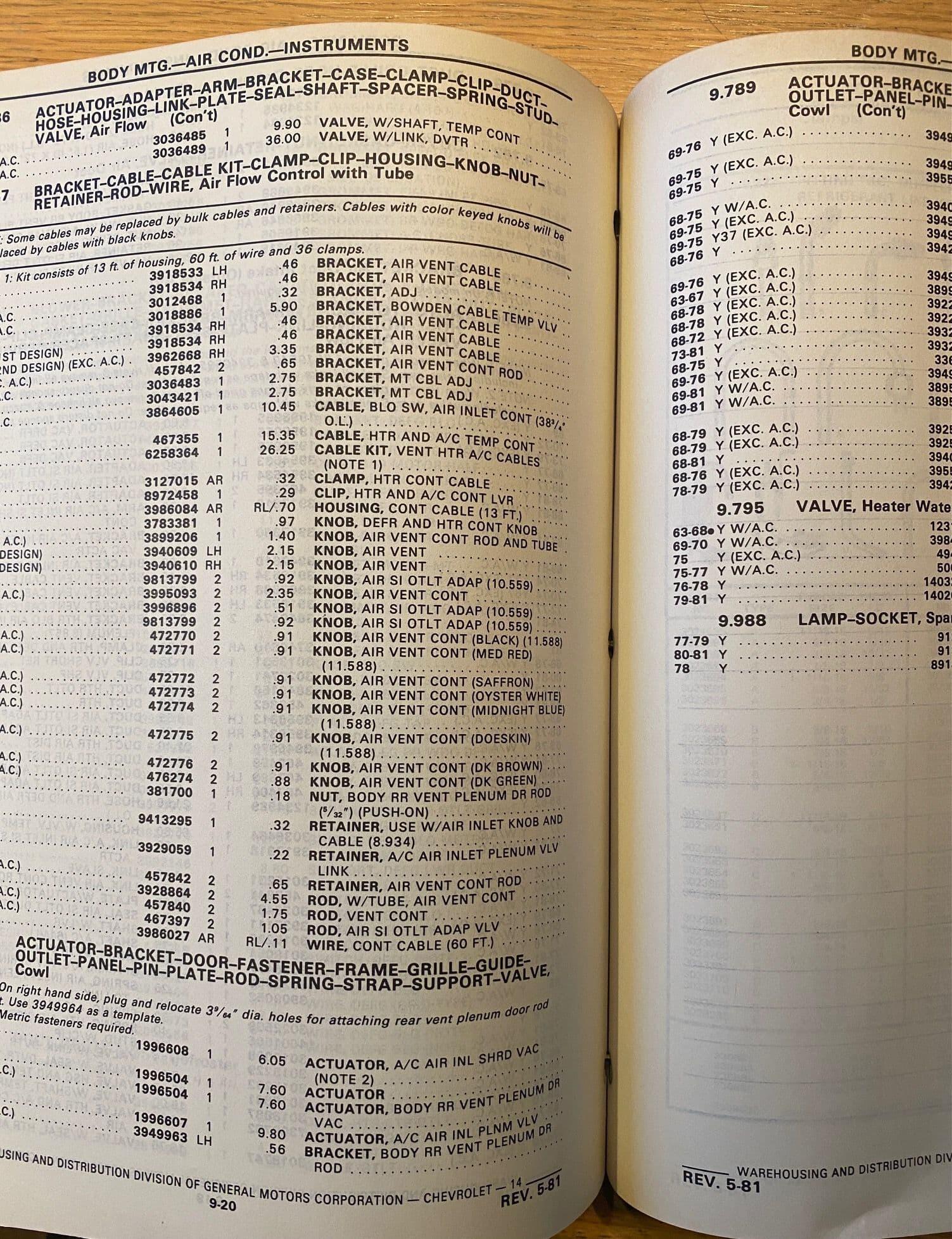 1953-81 Chassis & Parts & Ills Catalog 1981 rare resto source Hardcover ...