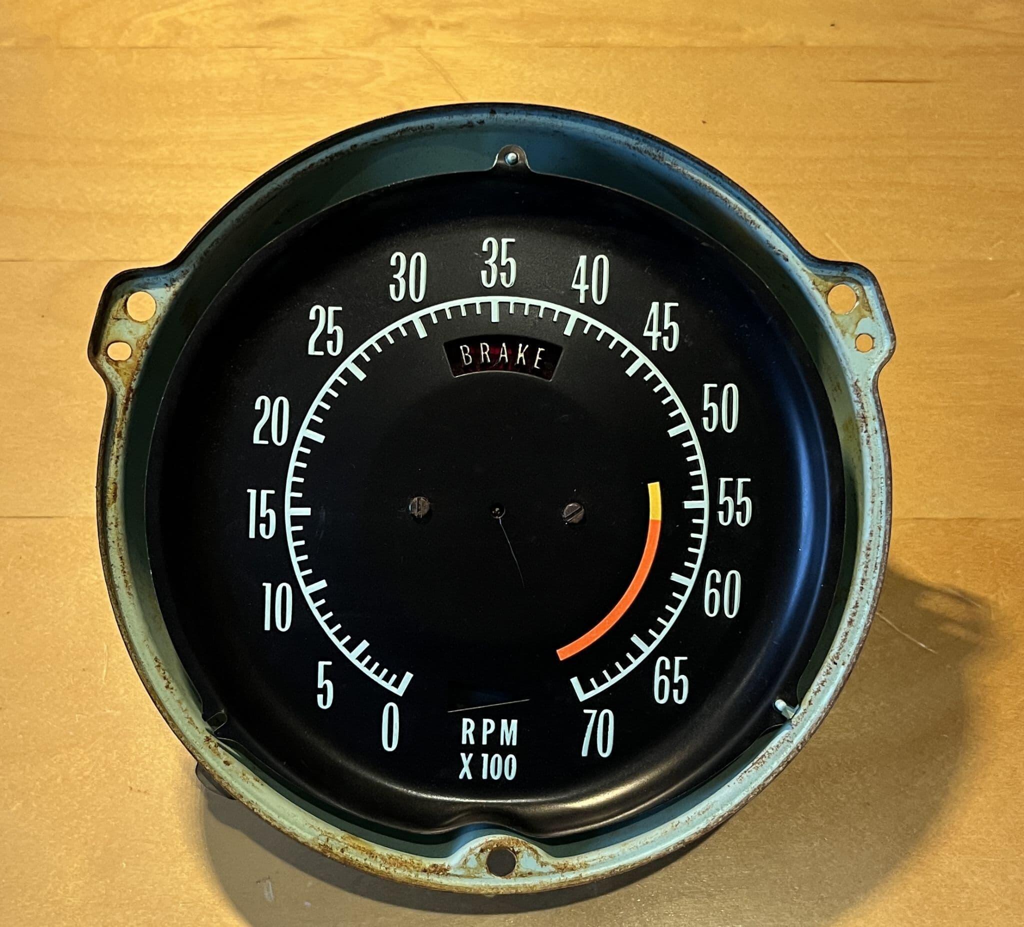 1971 C3 Corvette LS5 454 code LC TACHOMETER 5600 Redline mechanical ...