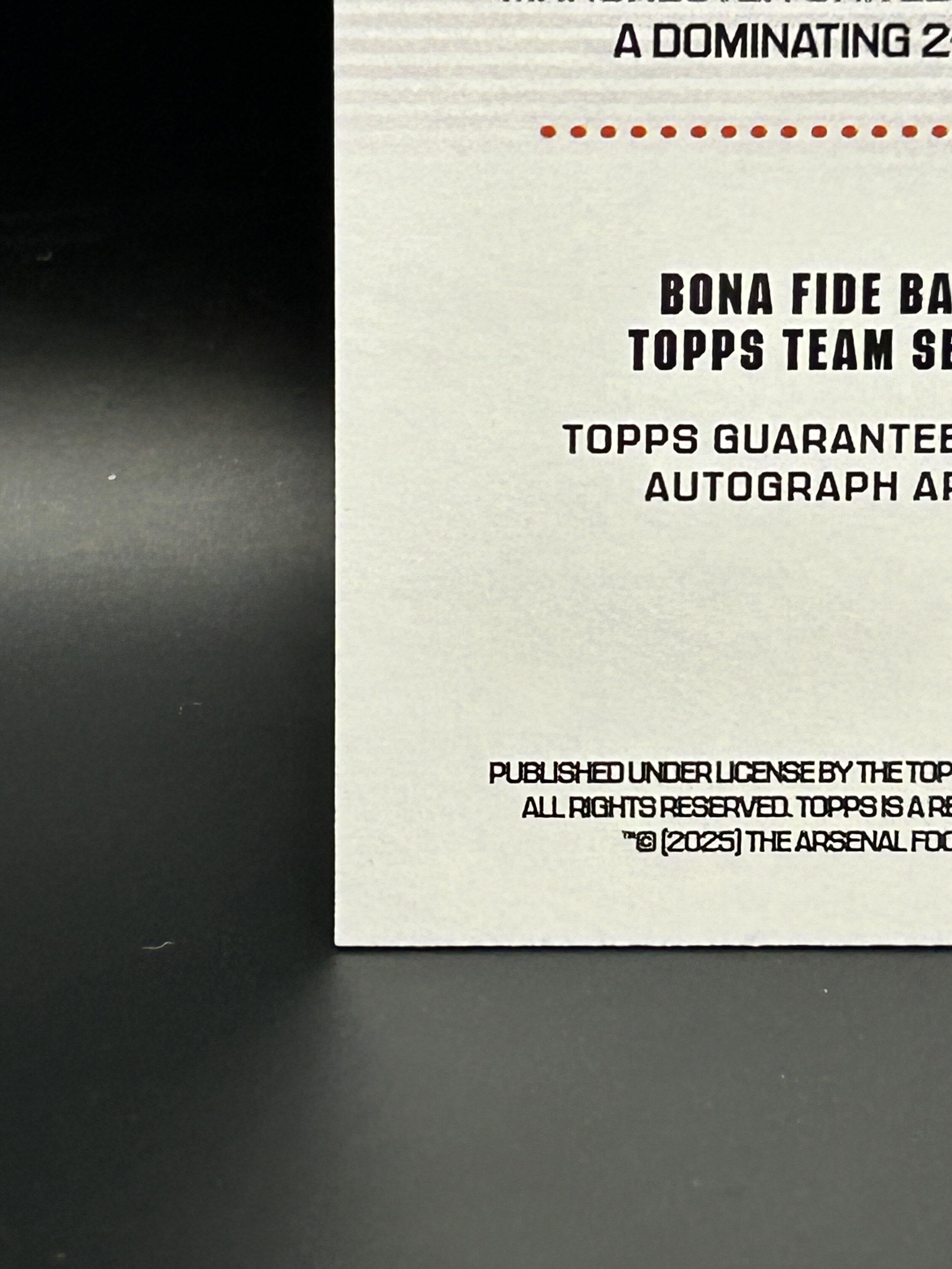 William Saliba 1/5 Autograph – Bonafide Baller (Topps Arsenal Team Set ...
